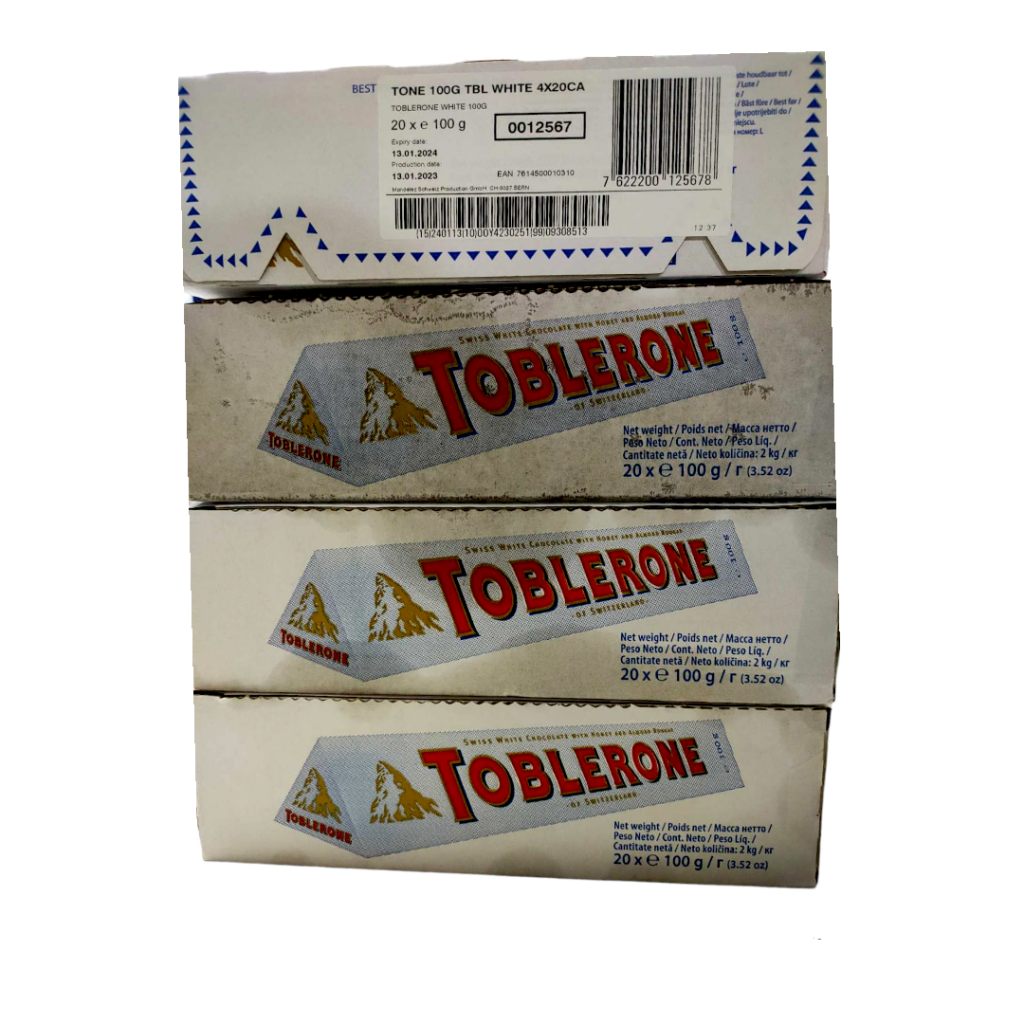 Deformed/Melted/Sugar Blooms Toblerone White Chocolate 100g Box ( 20pcs ...